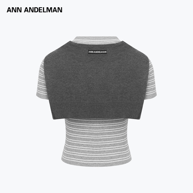 ANN ANDELMAN shawl two-piece horizontal striped T short-sleeved top