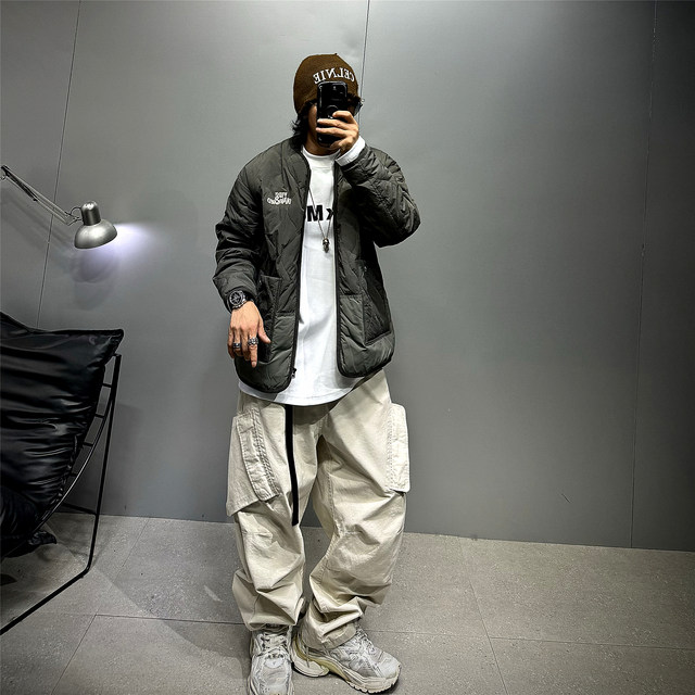 Japanese trendy brand baseball collar light and thin 90 white duck down ...