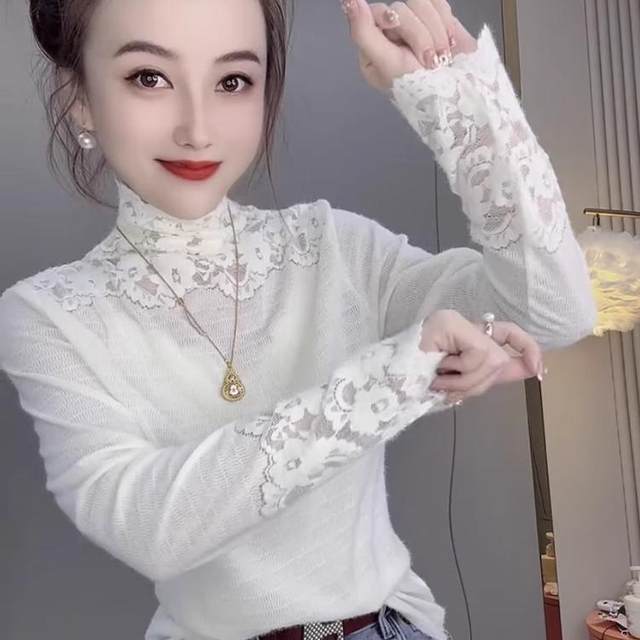 Niche chic lace pretty blouse for women 2025 winter new style high ...