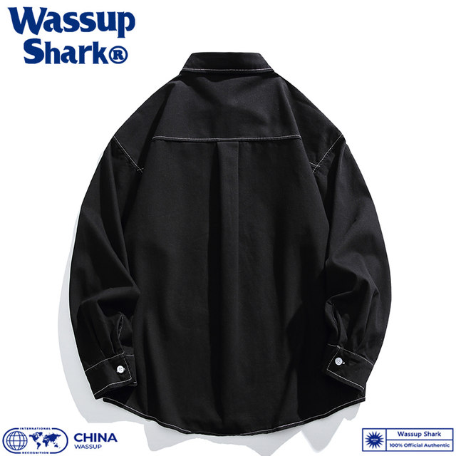 Wassup Shark Japanese new style casual work shirt for men in spring and ...