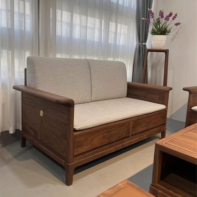 New Chinese Zen sofa coffee table combination North American black ...