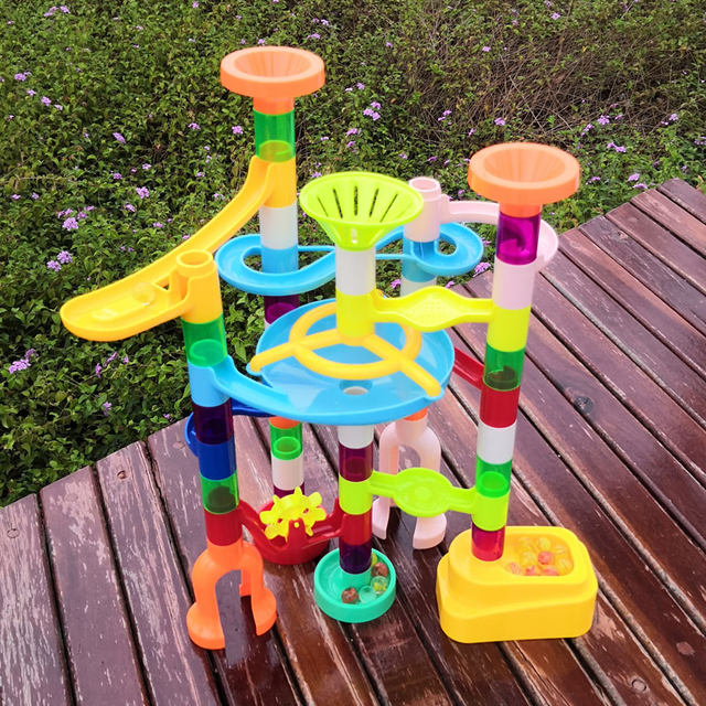 Children's ball slide track marble space pipe building blocks build ...