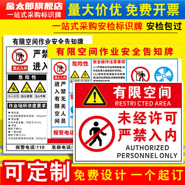 Limited space safety warning sign, limited space dangerous operation ...