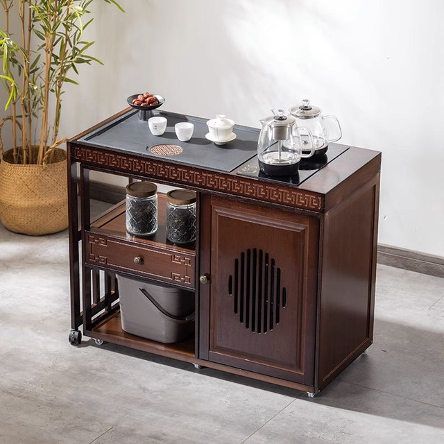 Mobile rotating tea table balcony household tea bar machine tea brewing ...
