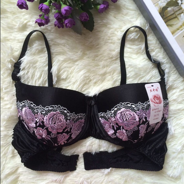 Married red bride bra, mulberry silk, silk female thin spongeless steel ...