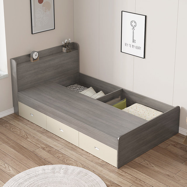 One meter single bed adult drawer storage small apartment storage bed ...