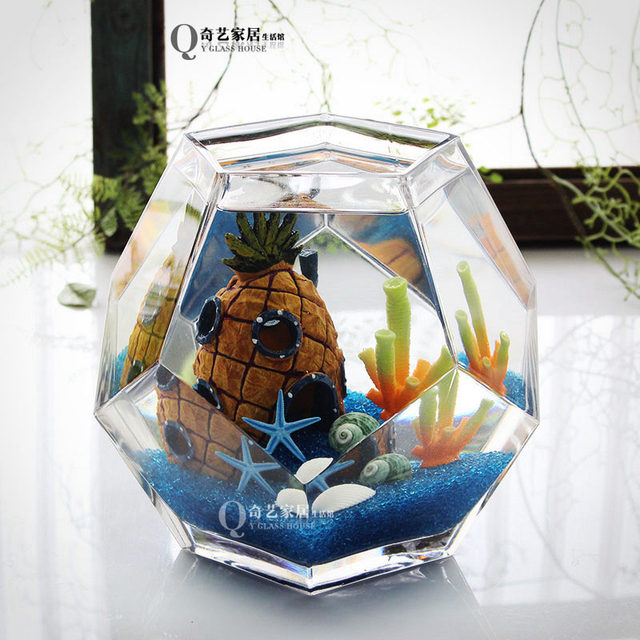 Qiyi Home Creative Desktop glass fish tank Goldfish tank large tropical ...