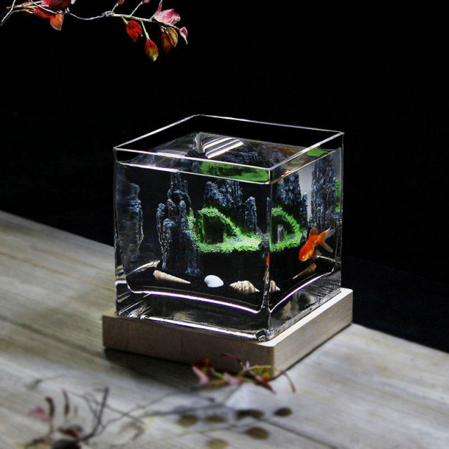 Douyu tank square glass fish tank square cylinder hydroponic utensil ...