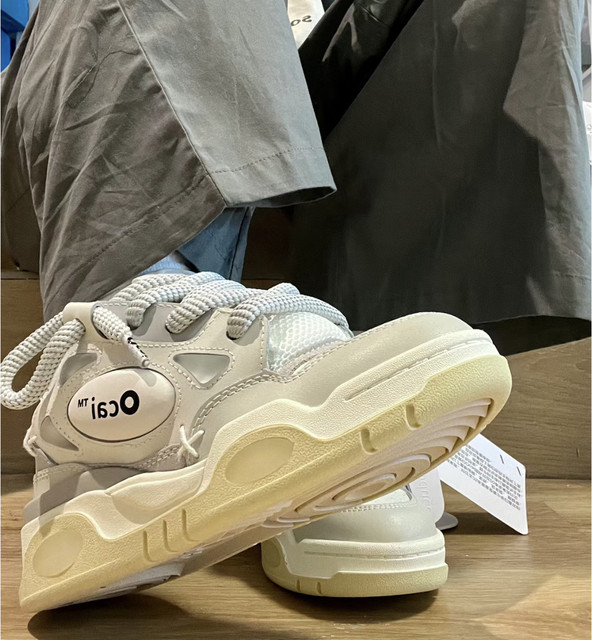 Ocai big bread shoes retro daddy thick sole couple white shoes national ...