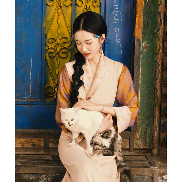 Qingyao Chinese aesthetics Qingya Art Tibetan dress long skirt female ...
