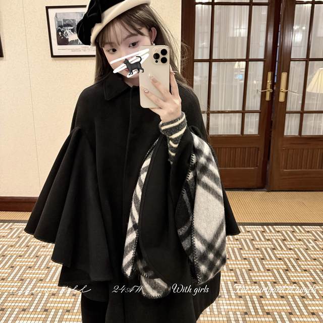 Doll original college style magic cape coat female winter design sense ...