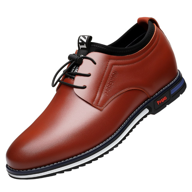 Elderly scalp shoes, men's genuine leather casual inner heightening ...