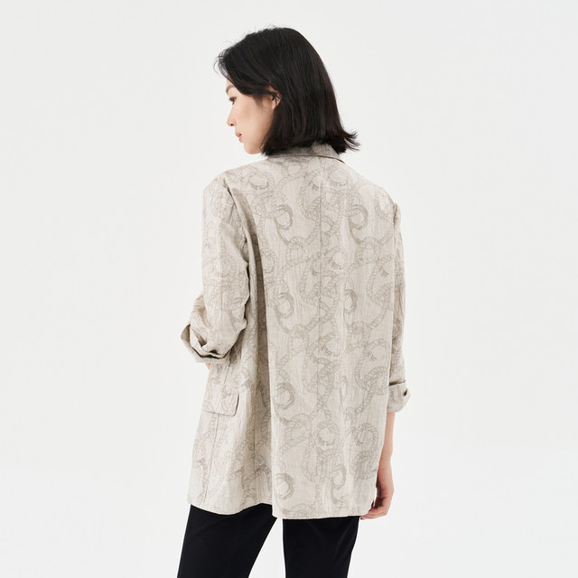 OTT Spring and Autumn New Cotton and Line pleated suit design thin coat ...