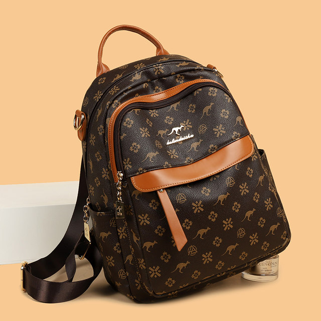 Kangaroo Weiwei leather backpack female 2025 new fashion travel bag ...