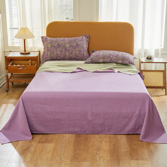 Cotton double-layer gauze single-piece bed sheet double-sided color ...
