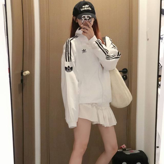 adidas/Adidas couples retro style woven stand collar jacket sun ...