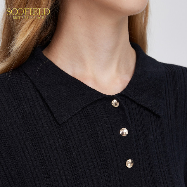 Scofield Women's POLO Lapel Needle and Shuttle Patchwork Dress Long ...