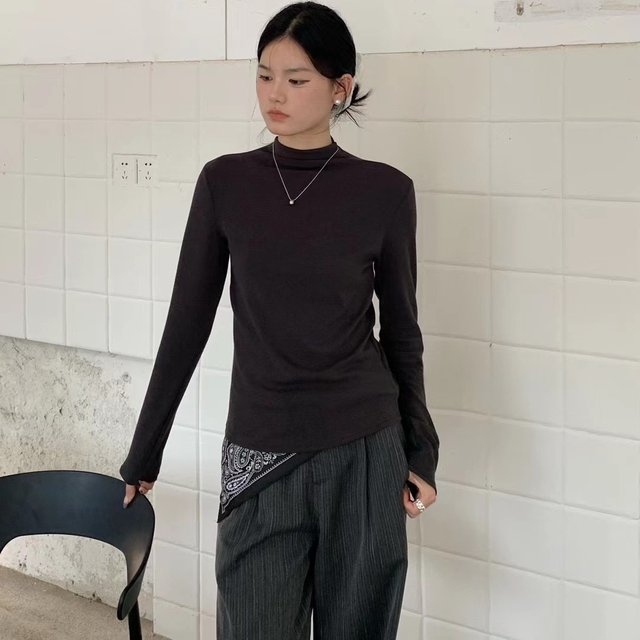 Yuan Xi 2025 autumn and winter half-high neck thick base shirt for ...