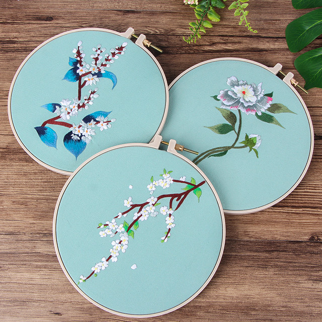 Embroidery diy handmade self-embroidery ancient style fan fan beginner ...