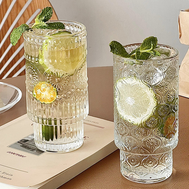 Collection of niche medieval glass cups, stackable embossed sunflower ...