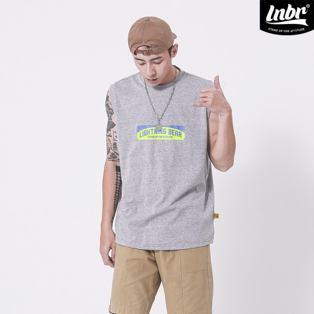 LNBR Bear Electric 2021 Summer letter logo gray sleeveless vest student ...