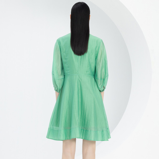 xg Xuege genuine three-quarter sleeve dress women's commuting 2024 spring new casual mid-skirt ...