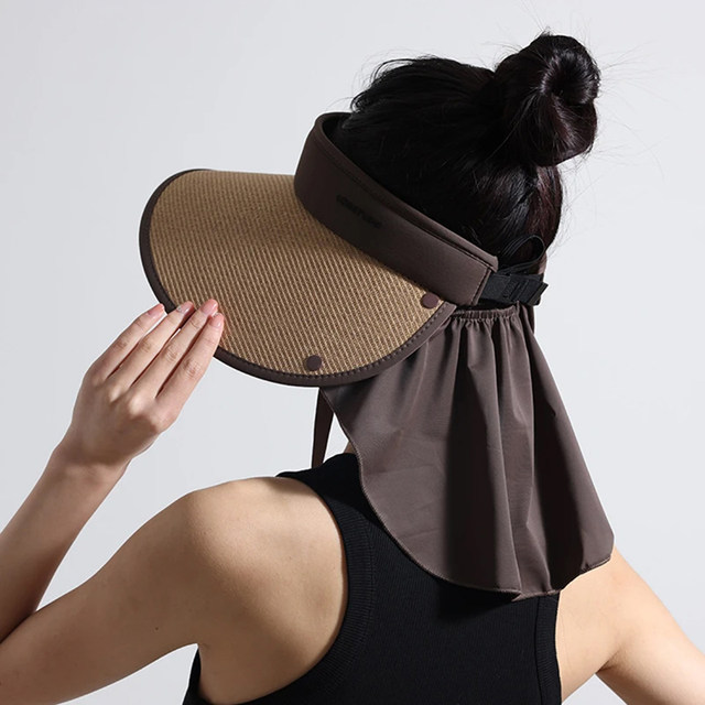 Black plastic empty top sun hat for women summer UV protection cycling ...