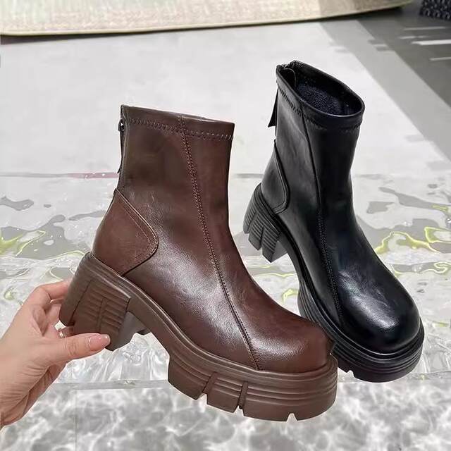 Thick sole heightening Martin boots women's single boots 2024 autumn ...