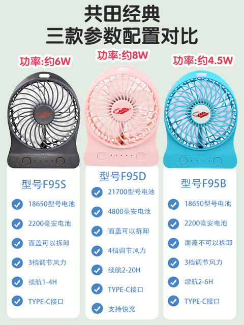 Gongtian small fan charging student dormitory desktop handheld small ...