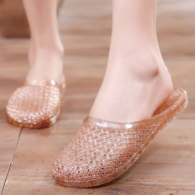 Transparent crystal jelly toe-cap slippers for women summer home indoor ...