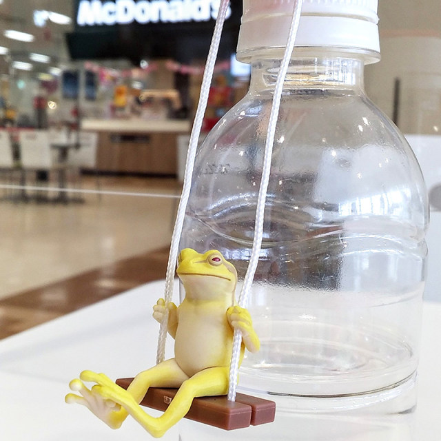 Genuine Japanese KITAN frog capsule sitting on the swing amphibian and ...