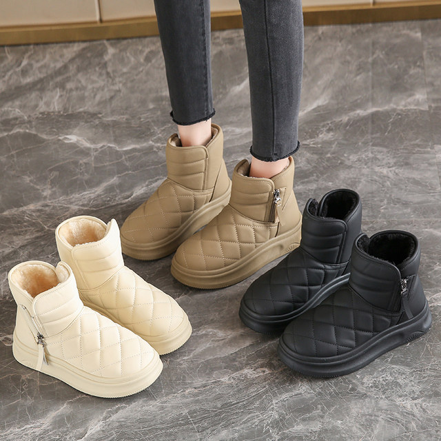 Fur integrated snow boots for women 2025 new winter plus velvet ...