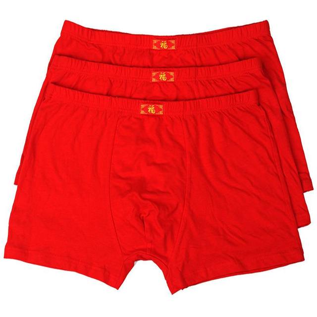 Men's underwear men's pure cotton big red boxer briefs youth blessing ...