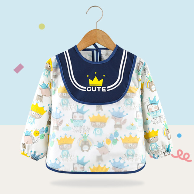 Children's smock waterproof and dirt-proof pure cotton female baby food ...