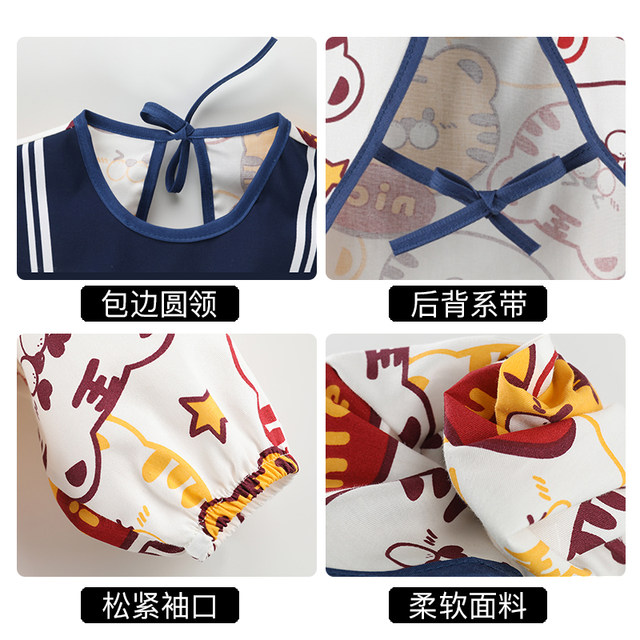 Children's smock waterproof and dirt-proof pure cotton female baby food ...