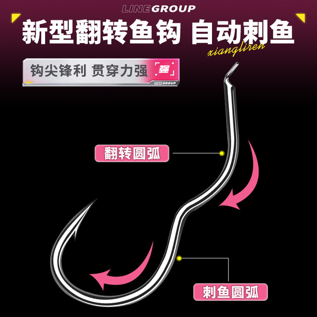 Automatically flipping the fishhook, reversing and tying the sub-line ...