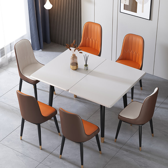 Rock board dining table, chair combination home small apartment folding ...