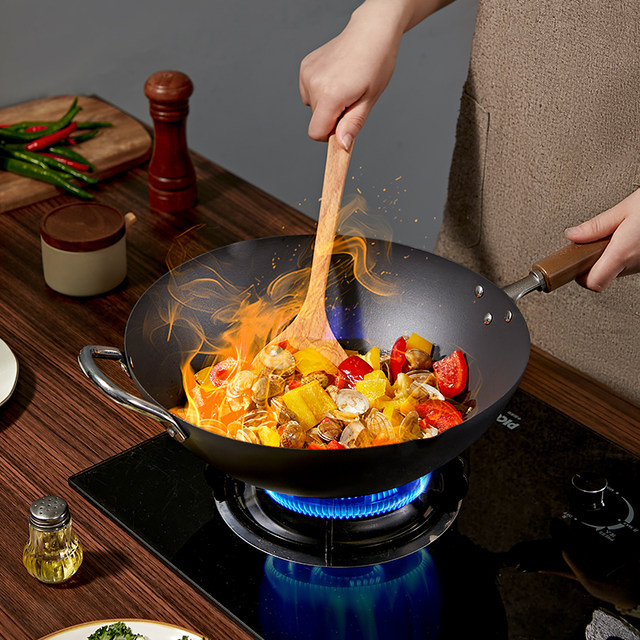 Kanda Iron God Third Generation Fiber Pattern Kitchen Frying Pot Wok