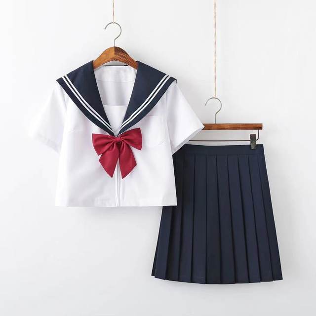 Sailor suit jk uniform set Japanese white three spring and summer college style genuine basic ...