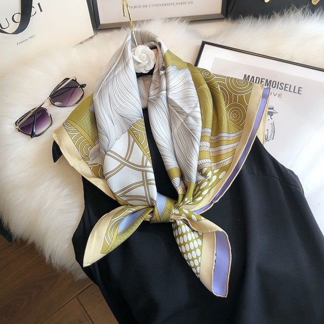 Double-sided two-color silk scarf, high-end large square scarf ...