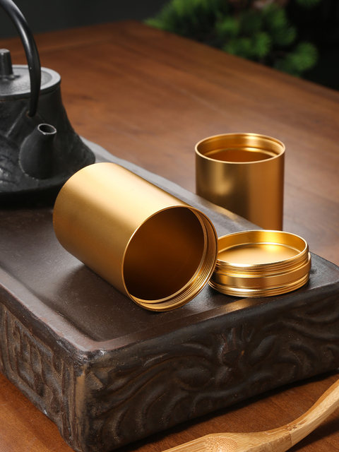 Aluminum alloy long portable portable mini small travel tea leaf tank ...