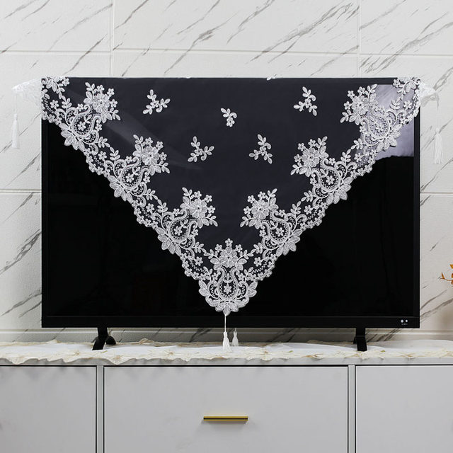 Lace TV cover fabric lace white European cover cover embroidery 42 ...