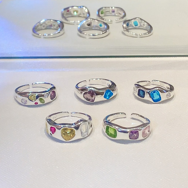 Irregular colored diamond zircon ring for women niche design opal gem ...