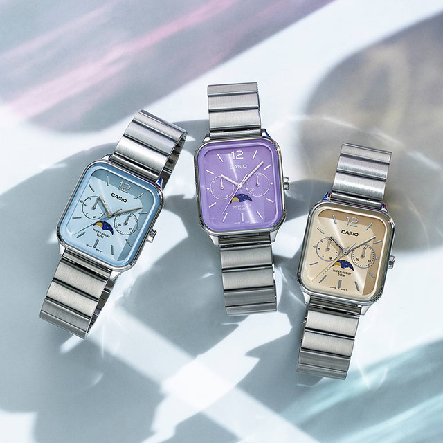 Casio Casio moon phase small square watch male student female business electronic quartz non ...