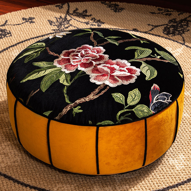 Chinese style cushion round embroidery medieval foot reading floor mat ...