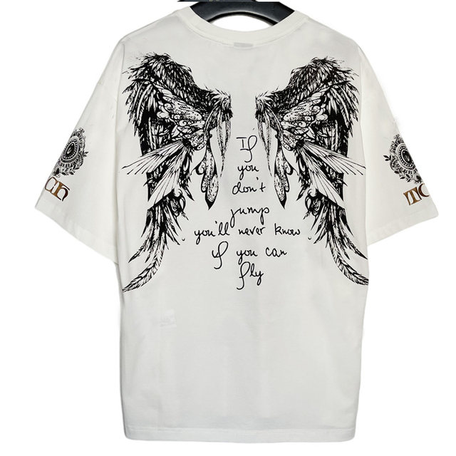 TCH tide brand light luxury printed short -sleeved T -shirt 2025 autumn ...