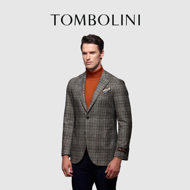 TOMBOLINI Autumn Casual Suit Men's Retro Suit Jacket Gentleman's Plaid ...
