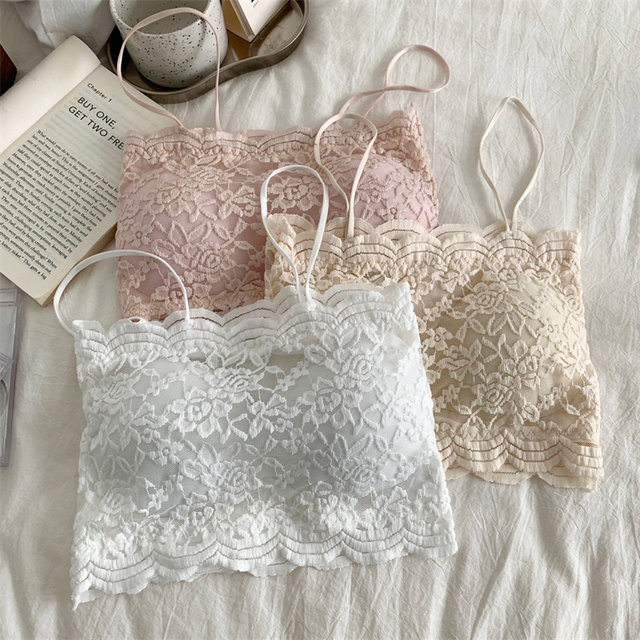 2024 lace strapless underwear for women with base anti-exposure white ...