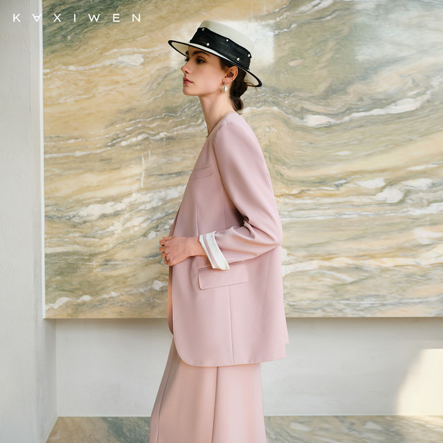 Jason Wen's high-end temperament suit jacket 2025 spring new draped V ...