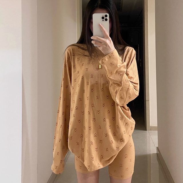 Boyfriend style gingerbread man modal shorts shorts long sleeves T ...